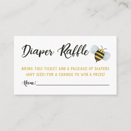 Watercolor Bee's Diaper Raffle Tickets Enclosure Card | Zazzle.com