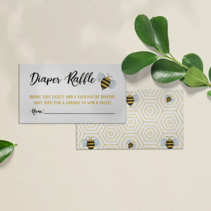Watercolor Bee's Diaper Raffle Tickets Enclosure Card | Zazzle