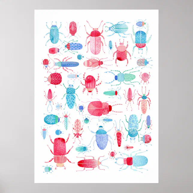 Watercolor Beetle Poster | Zazzle