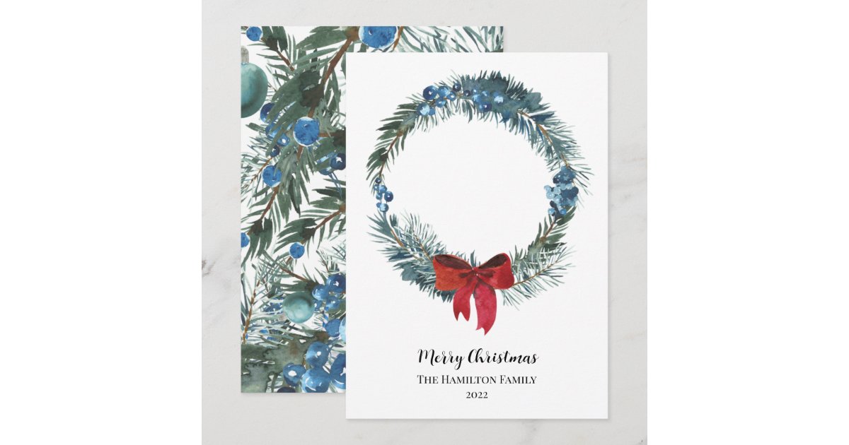 Watercolor Berries and Greenery Wreath Christmas Invitation | Zazzle