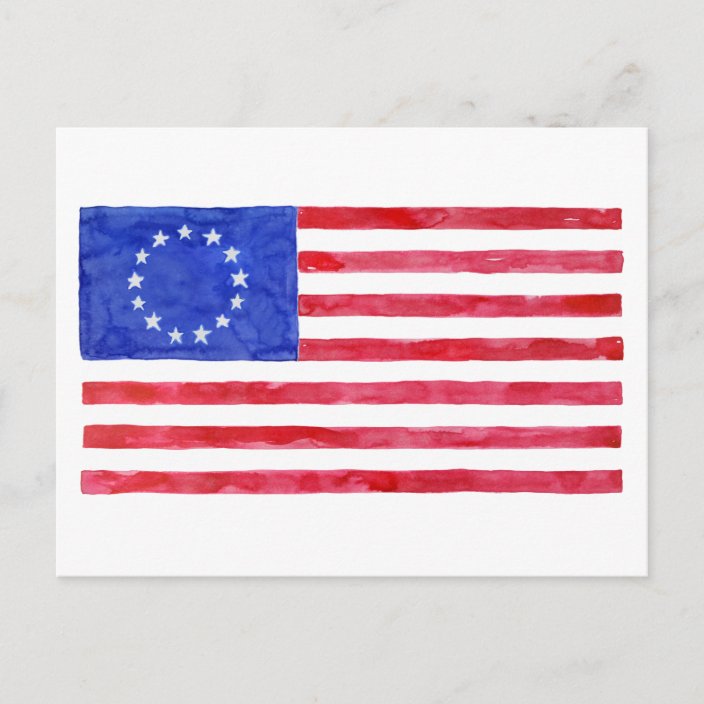 Watercolor Betsy Ross Flag Postcard | Zazzle.com