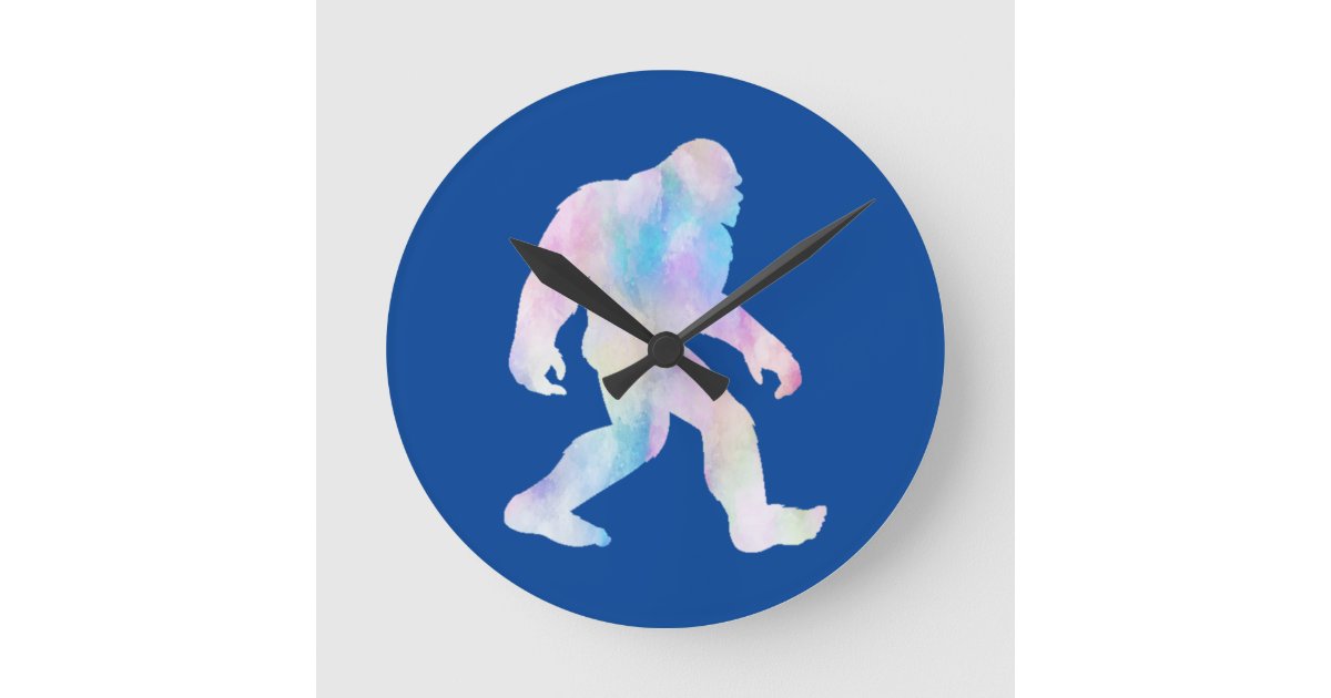 Watercolor Bigfoot Round Clock | Zazzle