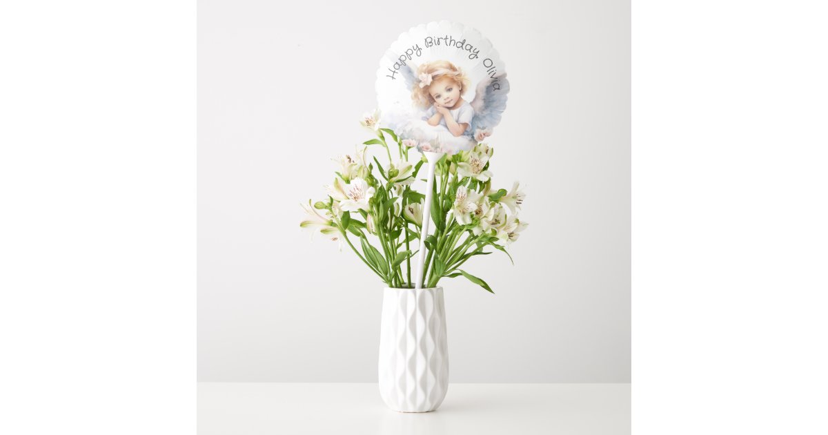 Watercolor Birthday Angel Girl Birthday Balloon | Zazzle