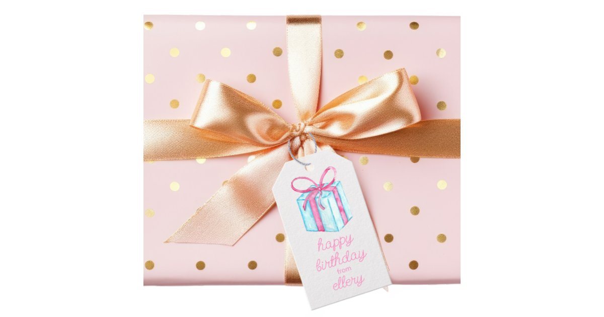 Watercolor Birthday Presents & Confetti Gift Tags | Zazzle