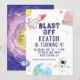 Watercolor Blast Off Space Birthday Invitation | Zazzle