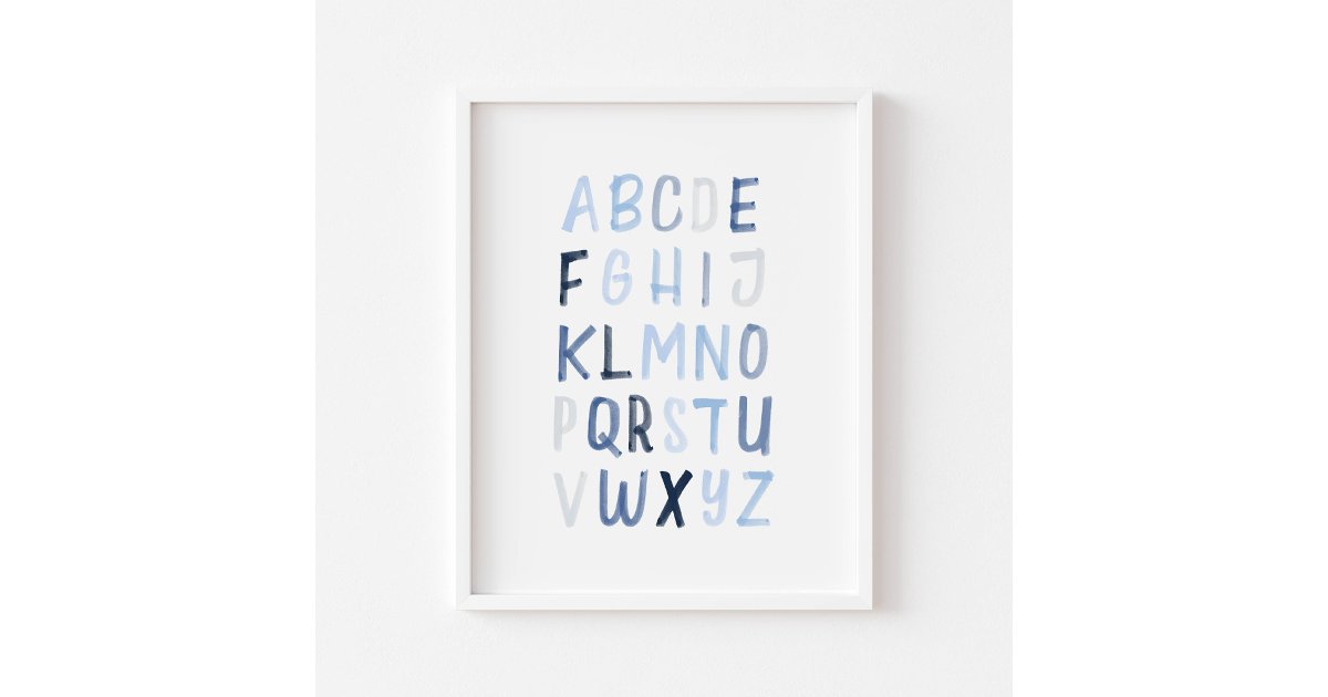 Watercolor blue Alphabet poster | Zazzle