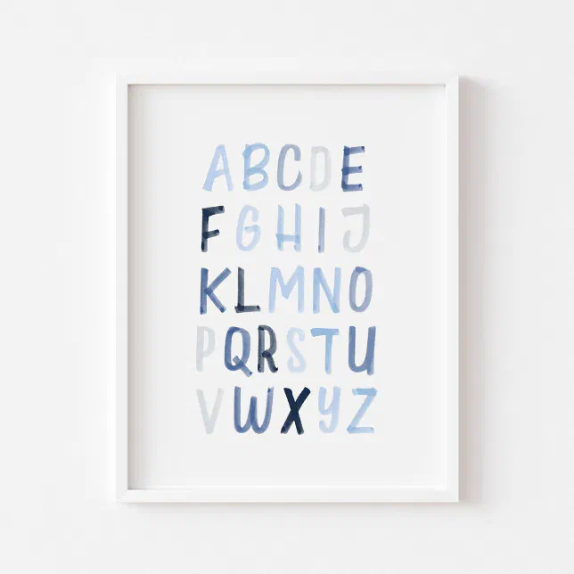 Watercolor blue Alphabet poster | Zazzle