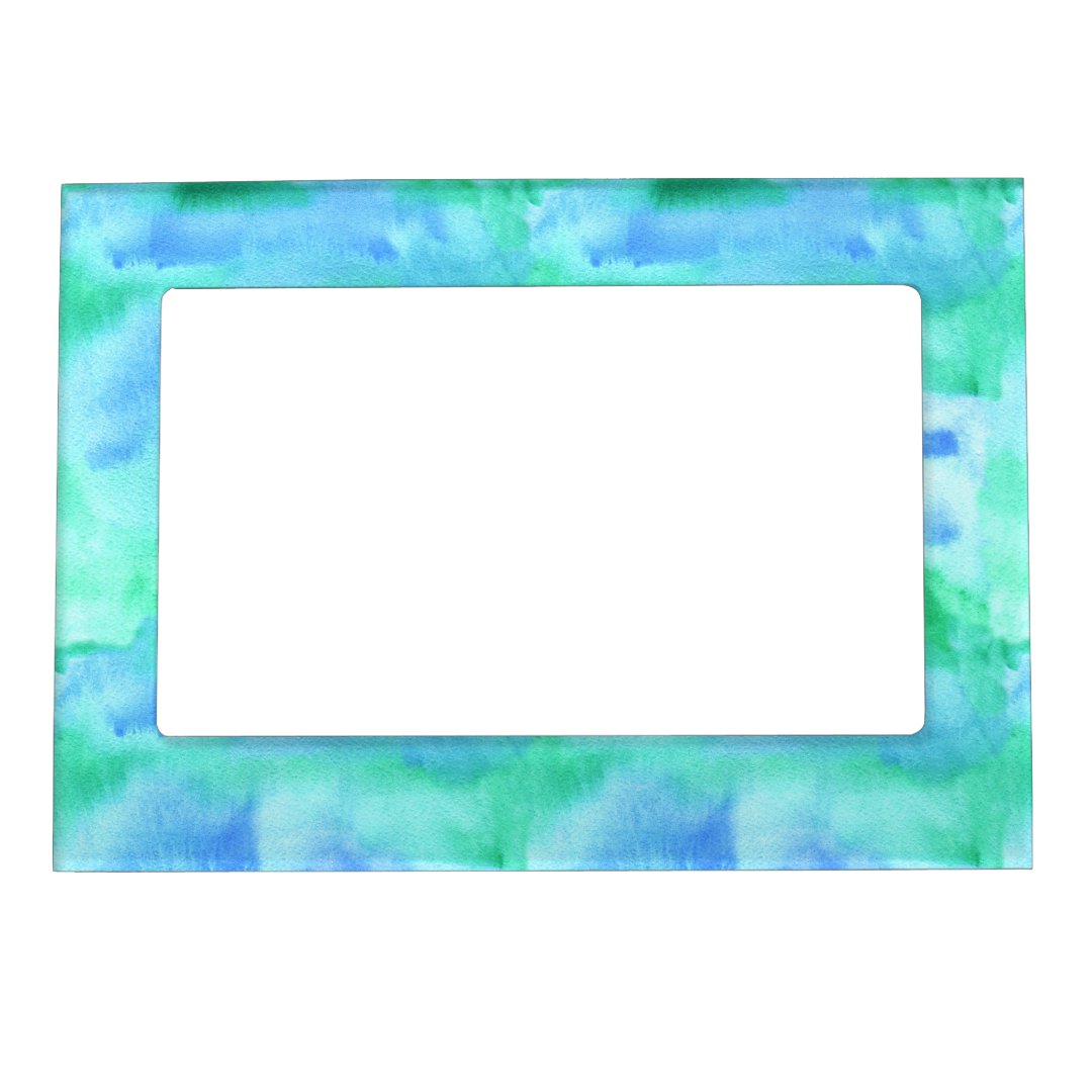 Watercolor blue and green, under the sea, ocean, magnetic frame | Zazzle