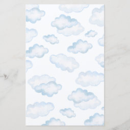 Watercolor Blue Cloud Baby Shower Baby Bingo | Zazzle