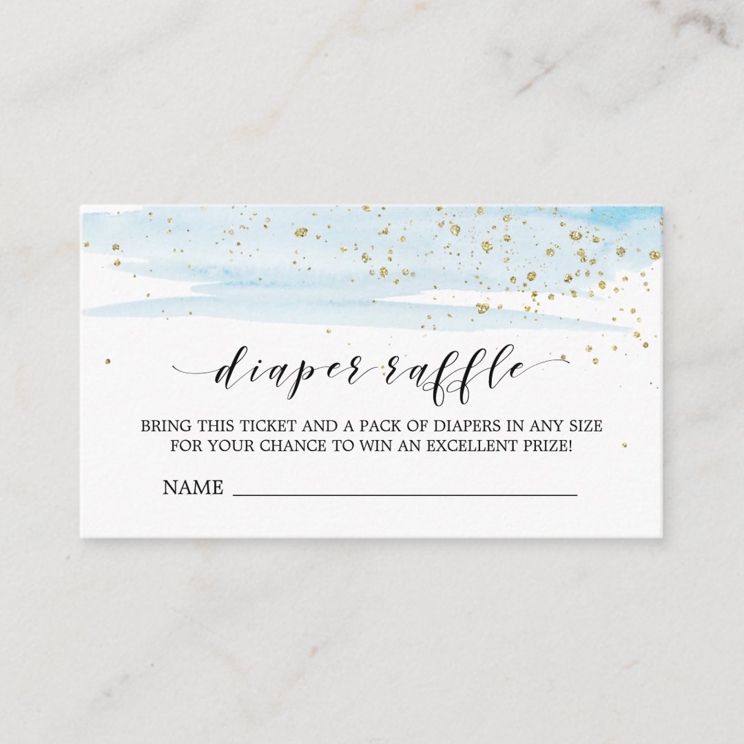 Watercolor Blue Diaper Raffle Invitation Insert | Zazzle