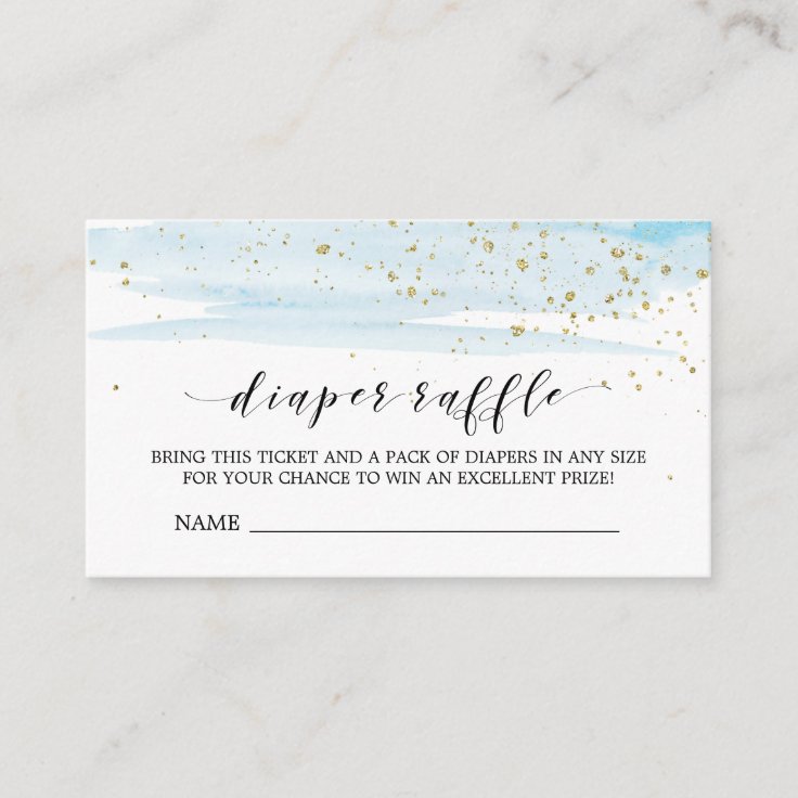 Watercolor Blue Diaper Raffle Invitation Insert | Zazzle