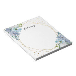 Watercolor Blue Floral Pesonalized Notepad | Zazzle