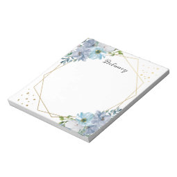 Watercolor Blue Floral Pesonalized Notepad | Zazzle