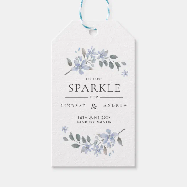 Watercolor Blue Floral Wedding Sparkler Tag | Zazzle
