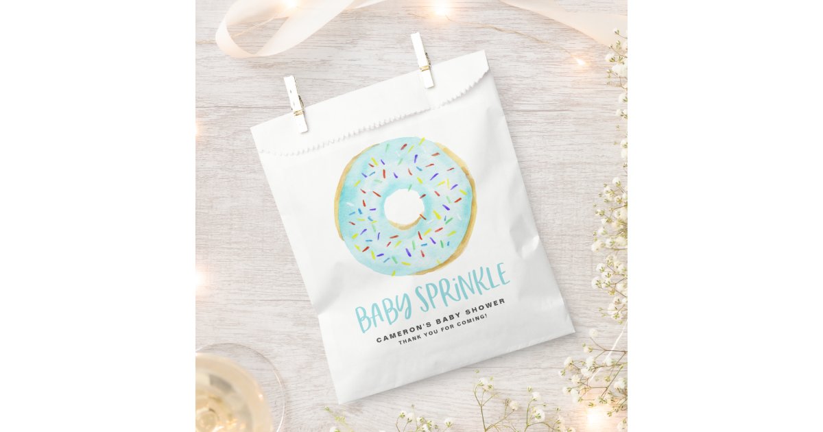Watercolor Blue Glazed Donut Baby Sprinkle Favor Bag | Zazzle