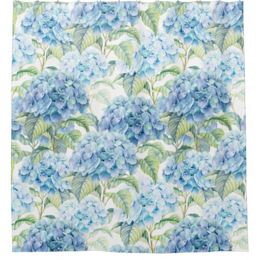 Watercolor Blue Hydrangea Flowers Shower Curtain | Zazzle