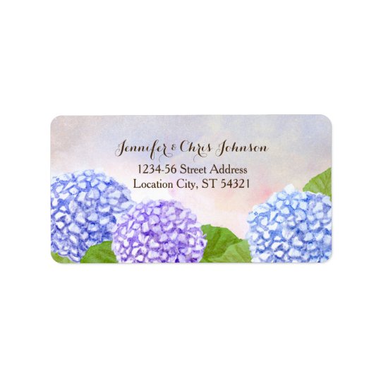 Watercolor Blue Hydrangea Wedding Label | Zazzle.com