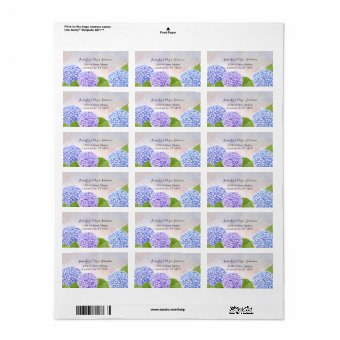 Watercolor Blue Hydrangea Wedding Label | Zazzle