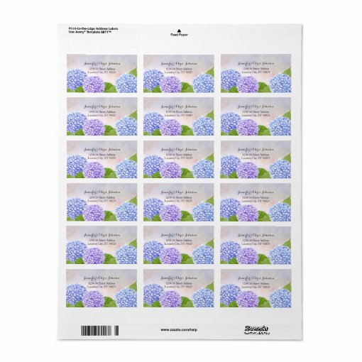 Watercolor Blue Hydrangea Wedding Label | Zazzle