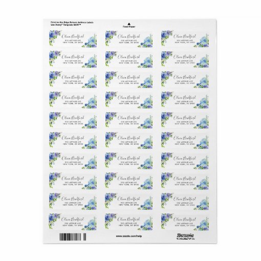 Watercolor Blue Hydrangeas Floral Label | Zazzle