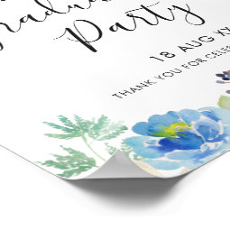 Watercolor Blue Hydrangeas Graduation Welcome Sign | Zazzle