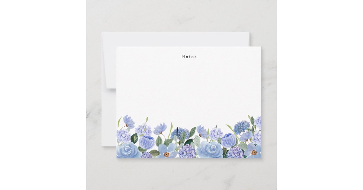 Watercolor Blue Hydrangeas Personalized Note Card | Zazzle