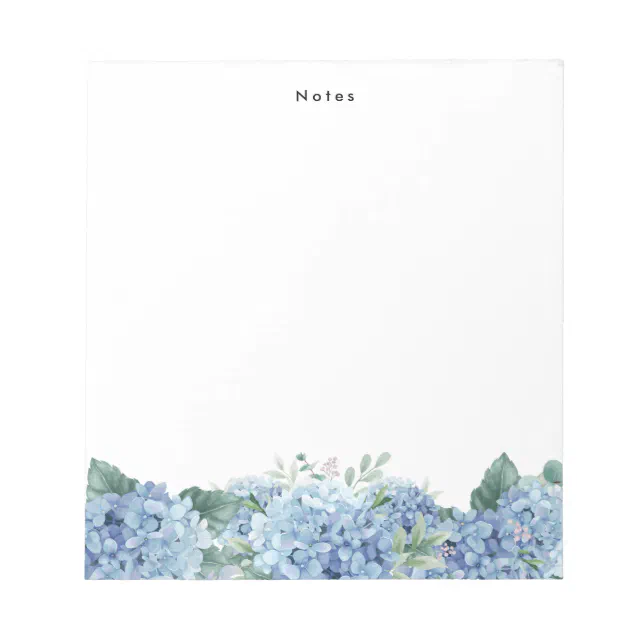 Watercolor Blue Hydrangeas Personalized Notepad | Zazzle