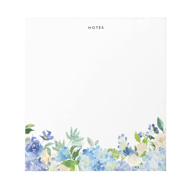 Watercolor Blue Hydrangeas Personalized Notepad | Zazzle