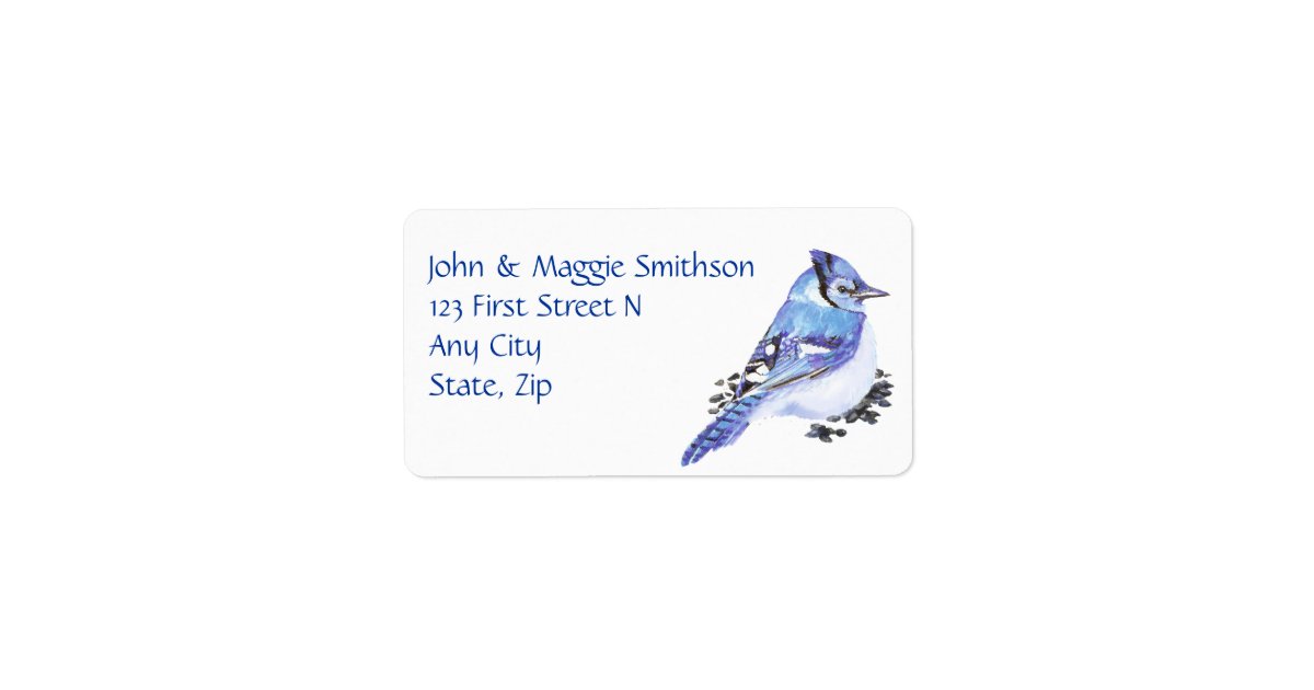 Watercolor Blue Jay Bird Custom Address Label | Zazzle