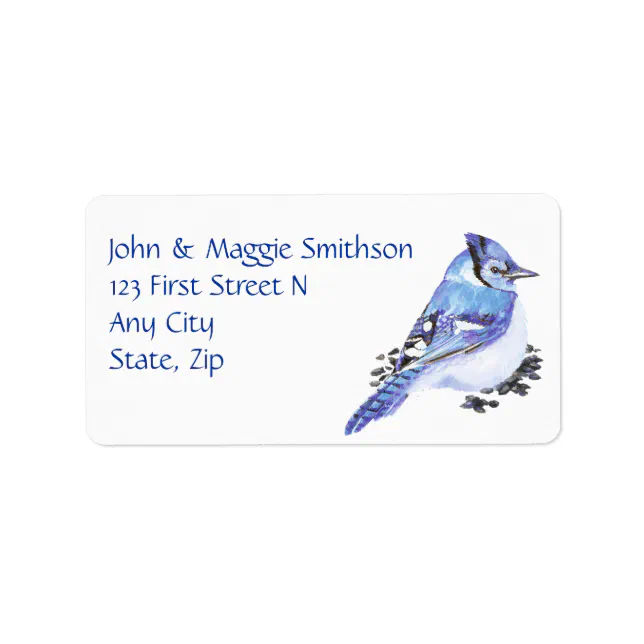 Watercolor Blue Jay Bird Custom Address Label | Zazzle