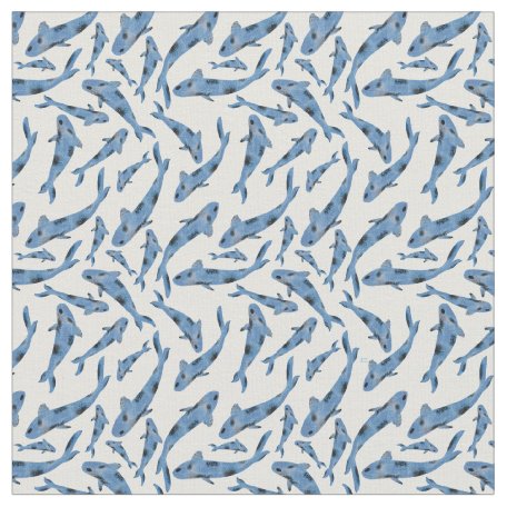 Blue and white Koi fish Fabric | Zazzle