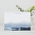 Watercolor Blue Landscape Monogram Note Card | Zazzle