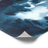 Watercolor blue mountainscape, landscape poster | Zazzle