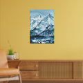 Watercolor blue mountainscape, landscape poster | Zazzle