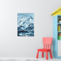 Watercolor blue mountainscape, landscape poster | Zazzle