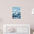 Watercolor blue mountainscape, landscape poster | Zazzle