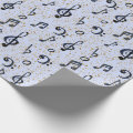 Watercolor Blue Musical Music Notes Gold Glitter Wrapping Paper | Zazzle