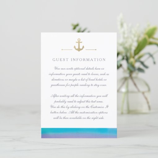 Watercolor Blue Nautical White Insert Card | Zazzle