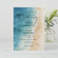 Watercolor Blue Ocean Beach Sand QR Code Wedding Invitation | Zazzle