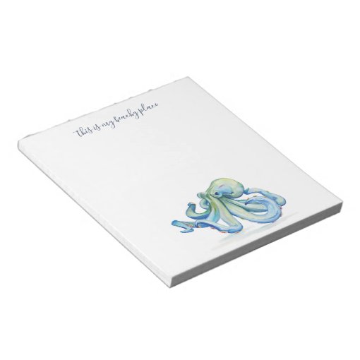 Watercolor Blue Octopus Personalized Stationery Notepad | Zazzle