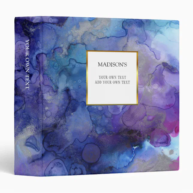Watercolor blue & purple splatter splash personal 3 ring binder | Zazzle