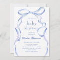 Watercolor Blue Ribbon Baby Shower Invitation | Zazzle