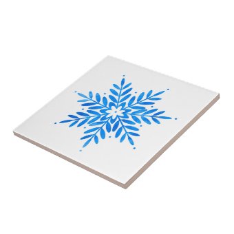 Watercolor Blue Snowflake Ceramic Tile | Zazzle