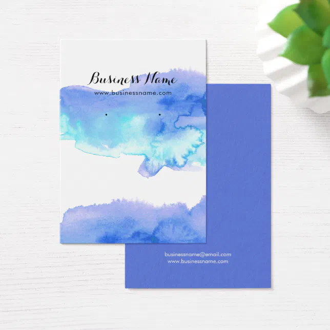 Watercolor Blue Splash Background Earring Cards | Zazzle