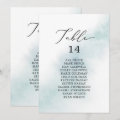 Watercolor Blue Table Number Seating Chart Cards | Zazzle