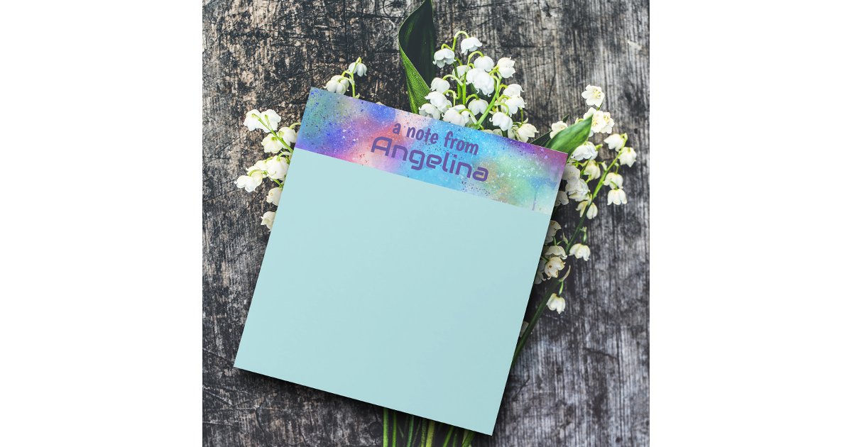 Watercolor blue teal green splash blue letter notepad | Zazzle