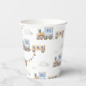 Watercolor Blue Train Paper Cups | Zazzle