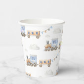 Watercolor Blue Train Paper Cups | Zazzle