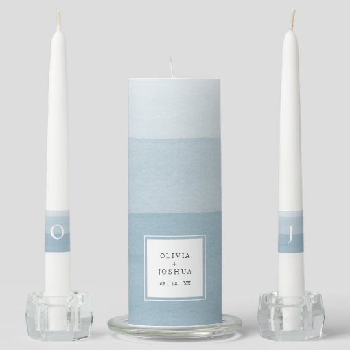 Watercolor Blue Unity Candle Set | Zazzle