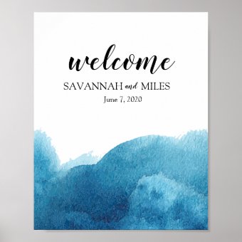 Watercolor Blue Wash Welcome Customizable Poster | Zazzle